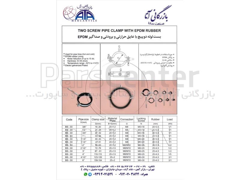 بست روکش دار محصولات بست کمربندی در پارس سنتر